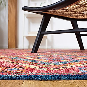 SAFAVIEH Aspen Collection 4' x 6' Red/Blue APN111Q Handmade Boho Braided Tassel Premium Wool Entryway Living Room Foyer Bedroom Accent Rug