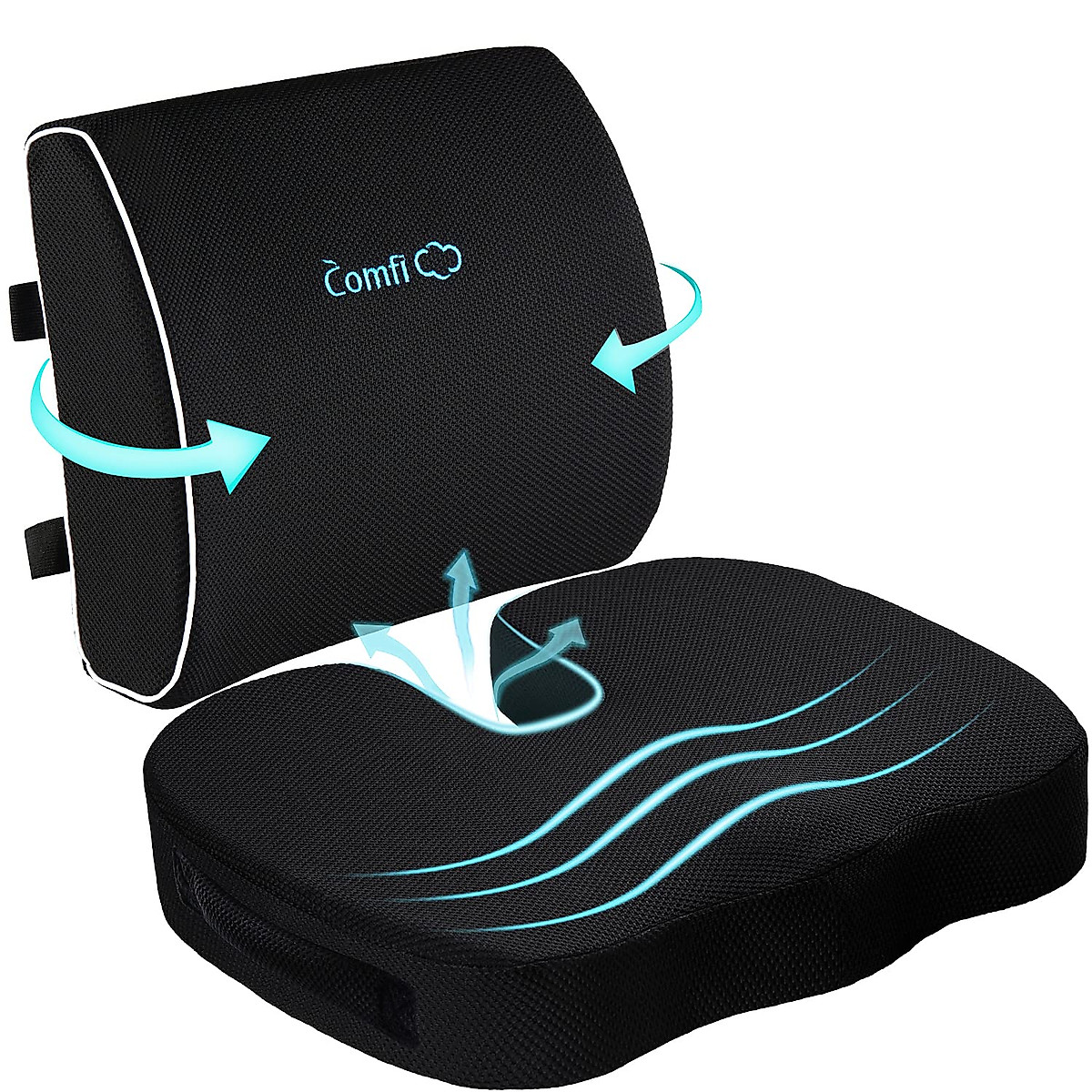 Coccyx Seat Cushion and Lumbar Support Pillow for Office Chair&Foot Rest for Under Desk at Work,Adjustable Foot Rest