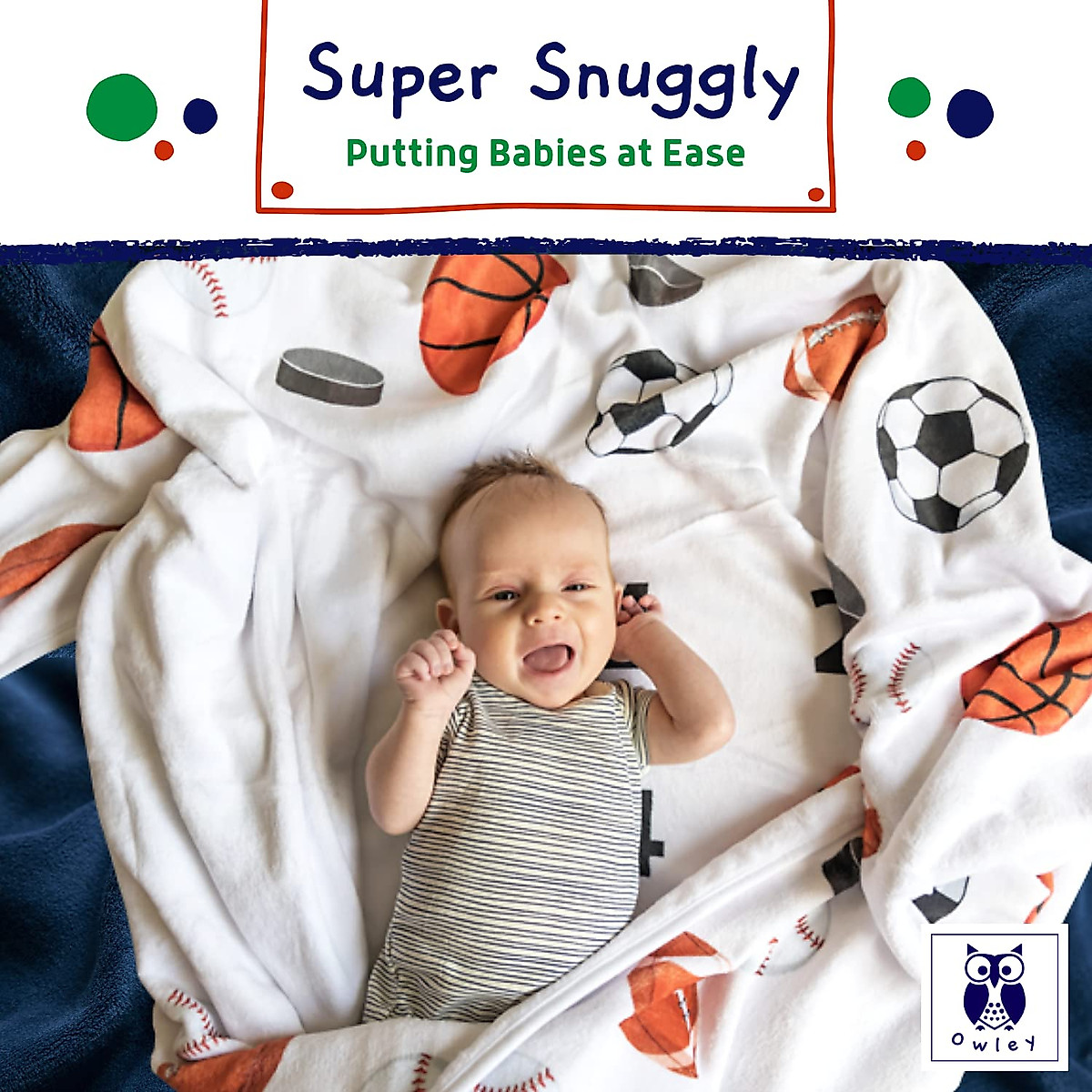 OWLEY Monthly Milestone Blanket for Newborns to Toddlers, Double Sided 1-24 Weeks or Months, Oversized 60x50 in, Perfect Unisex Gift for Baby Showers, Sports Fans’ Birthdays, Baby Boys, Girls