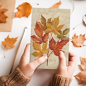 Whaline 32 Pack Fall Greeting Cards Retro Autumn Leaves Note Cards with Envelopes Stickers for Thanksgiving Harvest Wedding Birthday Baby Shower