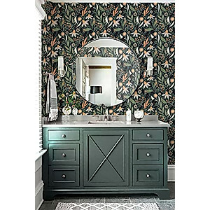 Floralplus Boho Peel and Stick Wallpaper Removable Boho Wallpaper Peel and Stick Floral Botanical Wallpaper for Bedroom Cabinet Wall Office Decor 118 * 17.7in