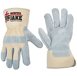 MCR Safety 1700S Big Jake Cow Leather Sewn Kevlar Gloves with 2-3/4-Inch Safety Cuff, Natural Pearl, Small, 1-Pair