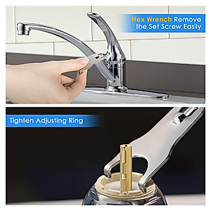 Dreyoo Kitchen Single Handle Faucet Repair Kit with RP212 Stainless Steel Ball Valves and Knob Handles, Compatible with Delta/Peerless Single Handle Faucets, Replacement for RP77739 and 86971 (2 Pack)