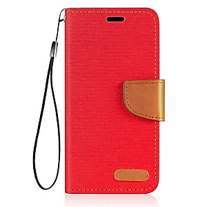 for Emporia Smart 4 Case, Oxford Leather Wallet Case with Soft TPU Back Cover Magnet Flip Case for Emporia Smart 4 (4.95”) Red
