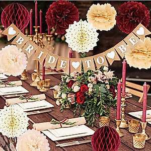 Fall Bridal Shower Decorations/Maroon Gold Burgundy Gold Bachelorette Party Decorations Fall Bachelorette Burlap Banner Bride to Be Decorations Fall Wedding Decorations