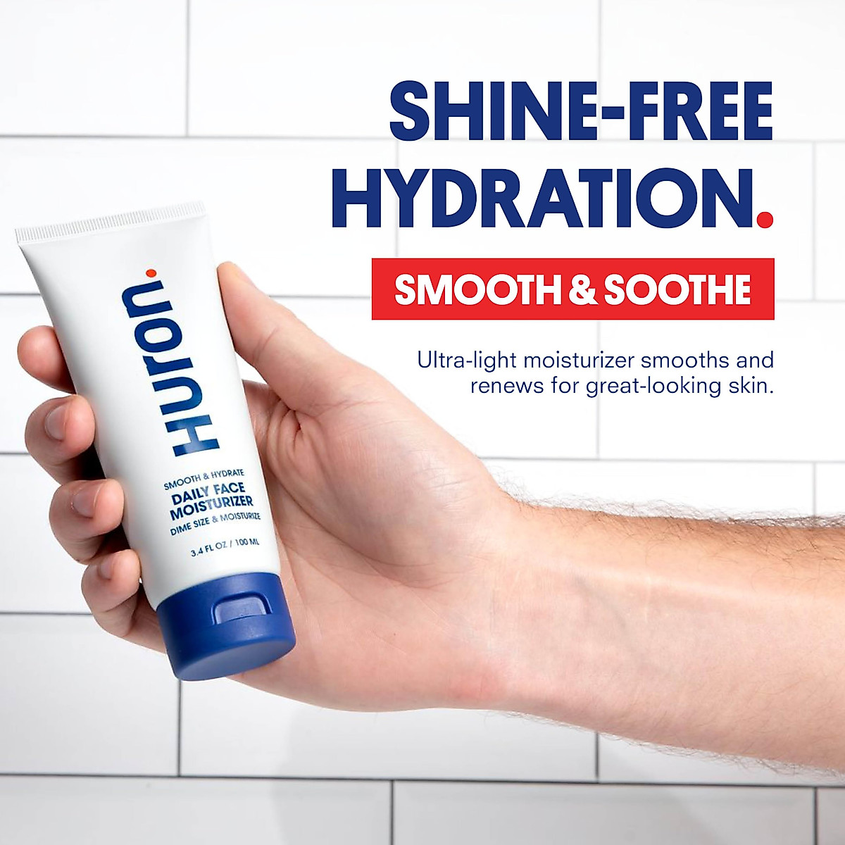 Huron Men’s Face Moisturizer – Lightweight, Soothing, Cooling Face Lotion for All-Day Lasting Hydration – Vegan, Phthalate Free, Sulfate Free, Paraben Free – 3.4 Fl Oz