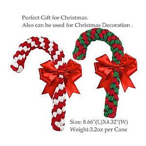 2 Pieces Christmas Pet Chew Toys,Candy Cane Rope Dog Toy,Sturdy Pet Chewing Toys for Medium&Large Dog Puppy Pet Teeth Cleaning