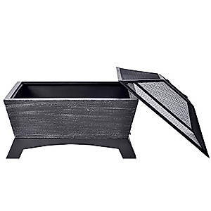 Fire Pit with Log Poker,Backyard Patio Garden Stove,Outdoor Fire Pit Table,Fire Pit Set,Wood Burning Pit,Mesh Screen for Outdoor Living, Family Use, Quality Steel,Dark Gray 25.9''x25.9''x17.1''