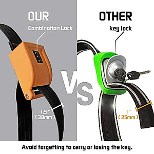 Onefeng Sports 800lbs Lockable Tie Down Straps with 3-Digit Password Buckle Include 3 Steel Cables 1.5" Width Keep Kayak Surfboard Paddleboard Canoe Safe 2pack Each Strap 10FT