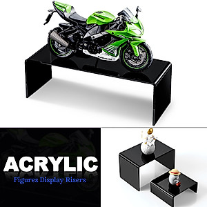 4 Set Acrylic Display Risers Medium and Large Display Stand Shelf Acrylic Risers for Display Cupcake Acrylic Riser Showcase Figure Jewelry Collectibles Stands Desktop Shelf for Organize (Black)