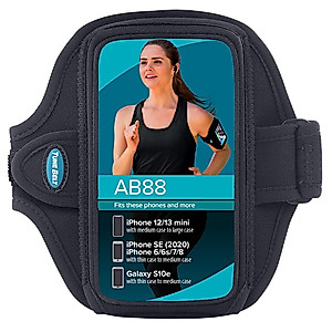 Tune Belt AB88 Cell Phone Running Armband Holder, Pocket Size fits OtterBox Commuter or Similar Case for iPhone 12/13 Mini, SE 2020 and iPhone X/XS, Water Resistant (Black)