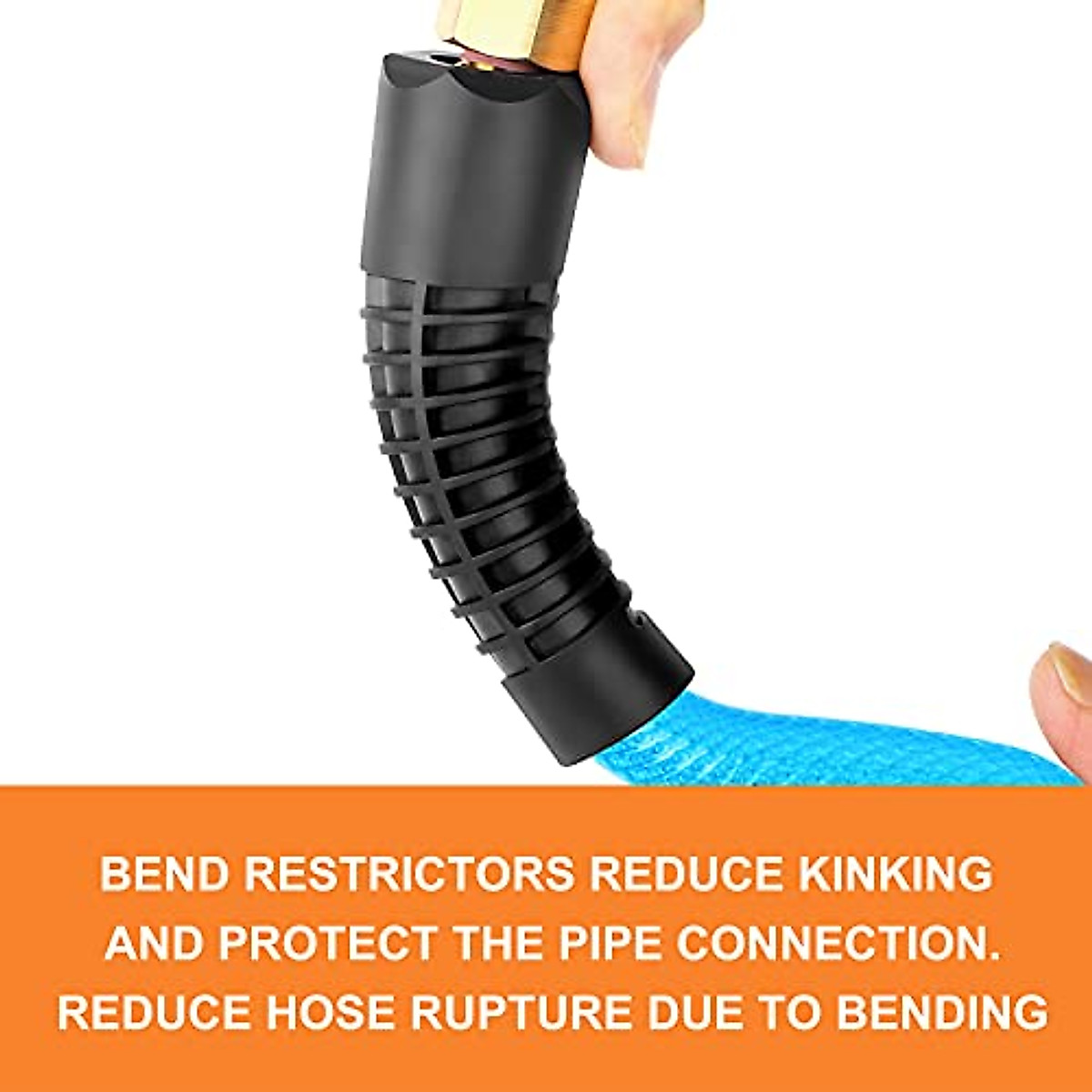 GASHER 1/4" x 10FT Reinforced Polyurethane Recoil Air Hose with Bend Restrictor, 1/4" Industrial Quick Coupler and Plug