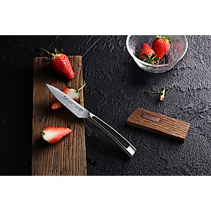 Cangshan TN1 Series 1021684 Swedish 14C28N Steel Forged 3.5-Inch Paring Knife and Wood Sheath Set