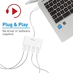 Macally Uchub4 USB-C Hub 10 CM Cable White with 4 USB-A Ports