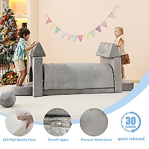 AIKSIWAI Nugget Couch Kids with Large Crawling Mat, Modular Play Couch Convertible Tunnel for Boys and Girls or Pet, Kid Sofa for Inspiring Child Versatile and Imaginative,Gift for Kids