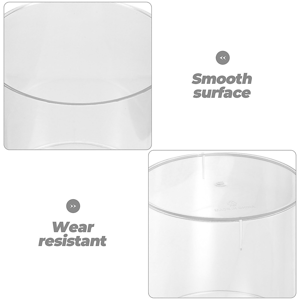 NUOBESTY Clear Desk Trash Can Small Plastic Round Wastebasket Mini Lidless Waste Paper Basket Trash Bin Garbage Container Bin for Home Apartment Office Table