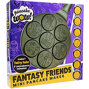 CucinaPro Fantasy Friends Mini Pancake Pan - Nonstick Griddle for Breakfast Magic, Featuring a Princess Castle & More, 7 Unique Flapjacks