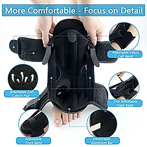 Plantar Fasciitis Night Splint, 2.0 Version Adjustable Plantar Fasciitis Relief Orthotic Brace for Women & Men, Double Dorsiflexion Straps Increased Fixed Effect, for Ankle Brace Foot Drop Etc (Black)