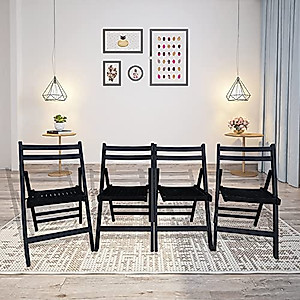 4-Piece Set of Indoor and Outdoor Wood Folding Chairs, Fully Assembled Folding Chair, Wedding Chair Wooden Slatted Seat for Dining Room Kitchen Balcony Wedding Occasion Events