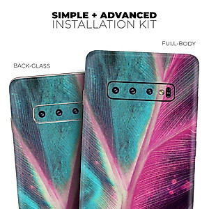 DesignSkinz Neon Pink & Green Leaf Protective Vinyl Decal Wrap Skin Cover Compatible with The Samsung Galaxy S20 (Screen Trim & Back Glass Skin)