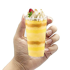 50 Pack 3 oz Mini Plastic Dessert Cups,Disposable Round Shooter Cups,Appetizer Bowls Catering Supplies for Parfait,Appetizers,Ice Cream,Tasting Party