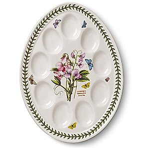 Portmeirion - Botanic Garden Sweet Pea Motif Devilled Egg Dish (12 Inches) - Holds 9 Deviled Eggs - Dishwasher Safe