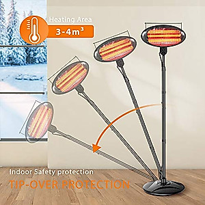 VIVOHOME 1500W Outdoor Electric Heater, 3 Modes Fast Heating, 6.1' to 7.2' Adjustable Height for Patio, Courtyard, Garage Up to 106-141 ft³