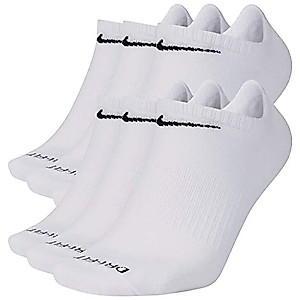 Nike Men's 6-Pair Everyday Plus Lightweight No-Show Socks (Large, White)