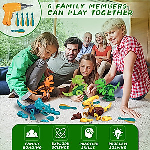 Teiiluve (5 Pack) Dinosaur Toys for Kids 3, 4, 5, 6, 7 8 - Kids Toys with Electric Drill - Stem Learning Construction Building Toys - Party Birthday Gifts for Kids Boys Girls