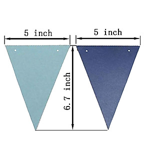 ZOOYOO 20 Feet Blue Pennant Banner, Paper Triangle Flags Bunting for Party Decoration,30pcs Flags,Pack of 2(One 20 Feet or Two 10 Feet)