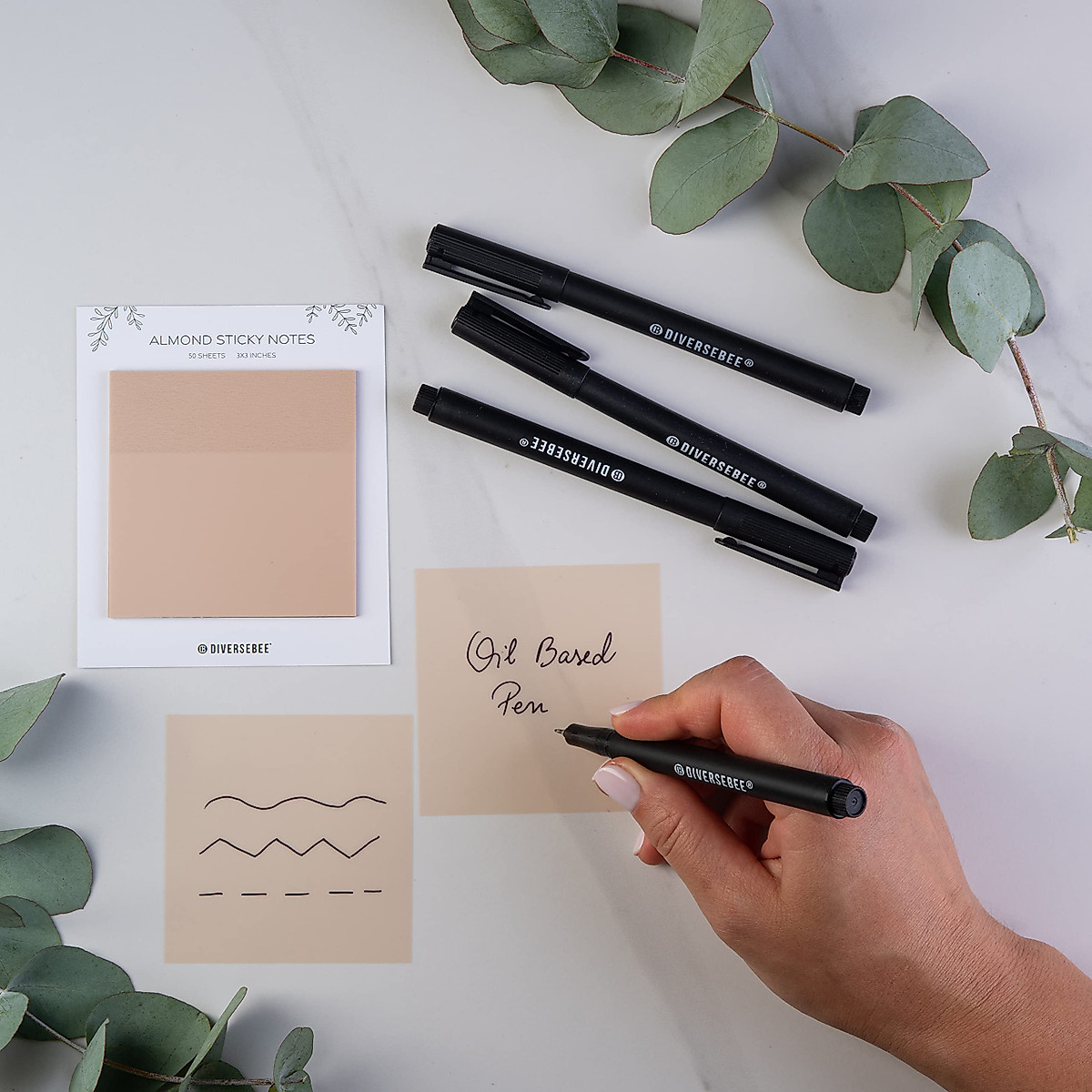 DIVERSEBEE Fine Tip Pens, 4 Pack Quick Dry Markers, Bible Journaling Pens, School Art Supplies, Transparent Sticky Notes Writing Pens, Black Fineliners, Fine Tip Markers for Planners and Notebooks