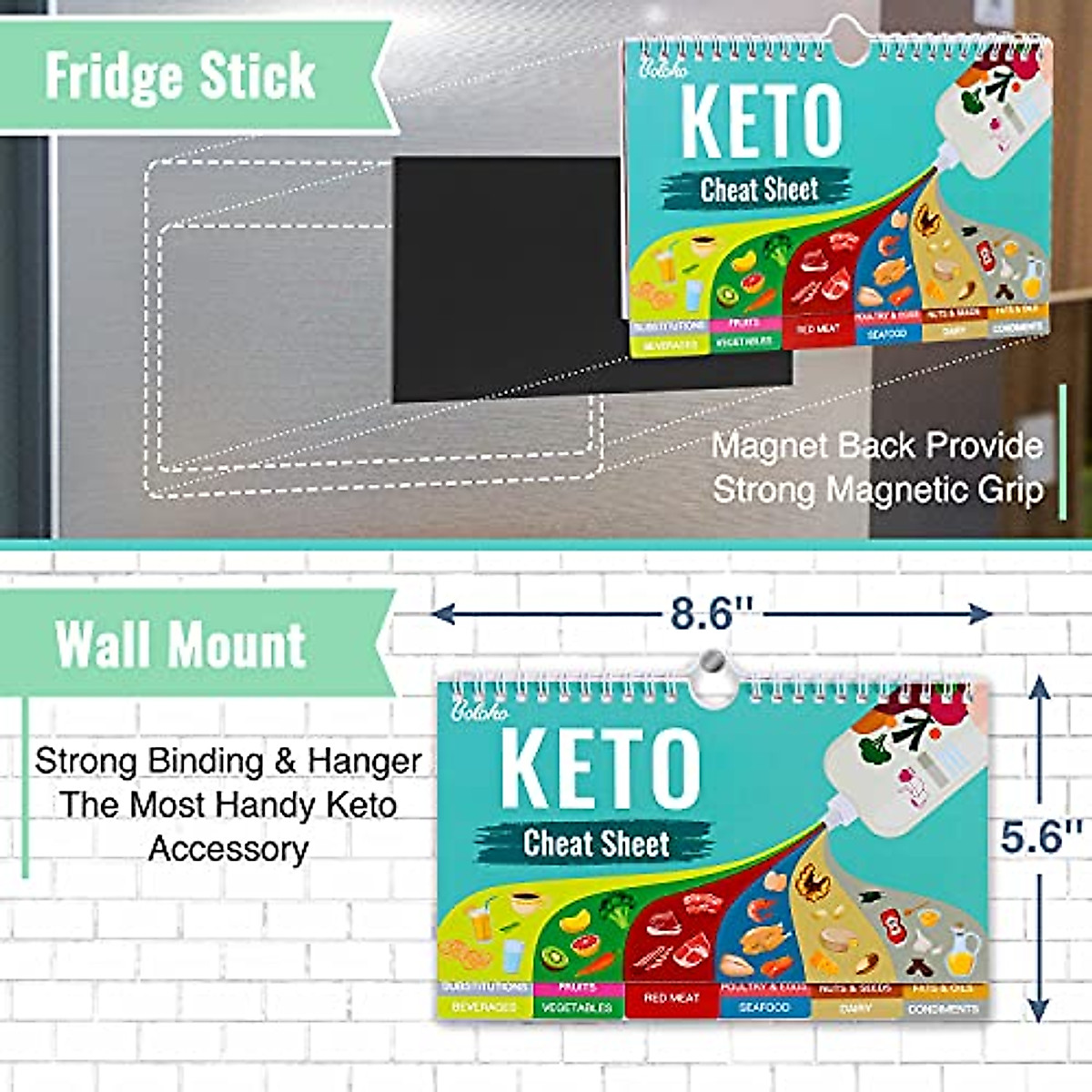 Keto Diet Cheat Sheet Magnets Kit, Magnetic Quick Reference Keto Food List Guide Charts 239 Foods and Swap for Beginners with Keto Tracker Log Macro Carbs Counter Journal Planner, Body Measuring Tape