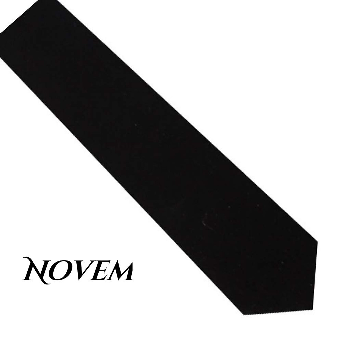 Novem Online Men’s Velvet Tie Slim Black– Groomsmen Hand Made Tuxedo Neck tie for Him (Black)