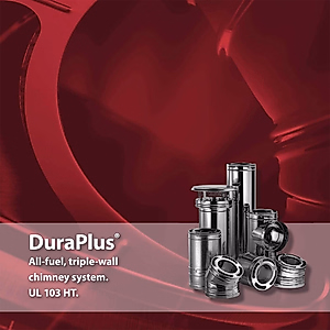 DuraVent 6DP 24 DuraPlus Triple Wall Chimney Pipe for Wood Stoves, Fireplaces, Furnaces, Boilers Stoves, Ranges, Water Heaters, 6 Diameter by 24
