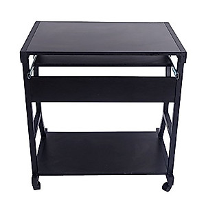 Knocbel Home Office Mobile Computer Desk Writing Table Workstation with Keyboard Drawer & Storage Shelf (Black)