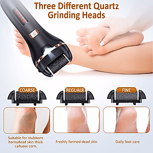Electric Callus Remover for Feet,Rechargeable Foot File Hard Skin Remover,Waterproof 14 in1 Professional Pedicure Kit for Cracked Heels &Dead Skin,with 3 Roller Heads 2 Speed, Battery Display