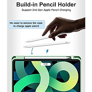 Cousper Case for iPad Air 5th Generation Case 2022/iPad Air 4th Generation Case 2020 10.9 Inch, Trifold Stand Case with Pencil Holder [2nd Apple Pencil Wireless Charging] for iPad Air 5/4 Matcha Green