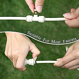 Misting Cooling System Including Outdoor Mist Cooling System Misting Line, Nozzle Seat, Nozzles, Faucet Connector, Plug, Cable Tie and Buckle for Patio Lawn Garden Greenhouse Home (23 m/ 75.5 Feet)