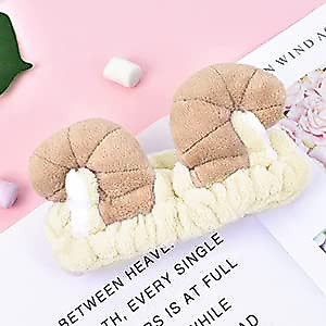 HUIANER Cute Animal Ears Headbands with Fluffy Ball Soft Coral Fleece Elastic Hair Band For Women Washing Face Makeup Cosmetic, Pack of 3