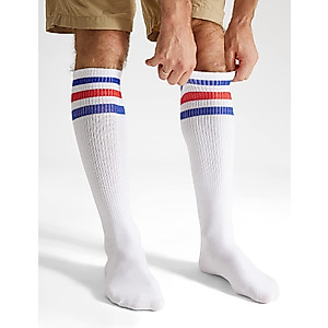 Joulli Men's White Knee High Tube Over the calf Socks 1 Pair