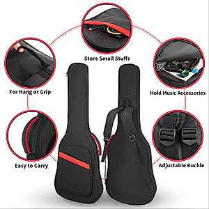 Muscab Electric Guitar Bag 7mm Padding Electric Guitar Case, 39 Inch Electric Guitar Gig Bag Backpack with Neck Strap and Pockets, Black