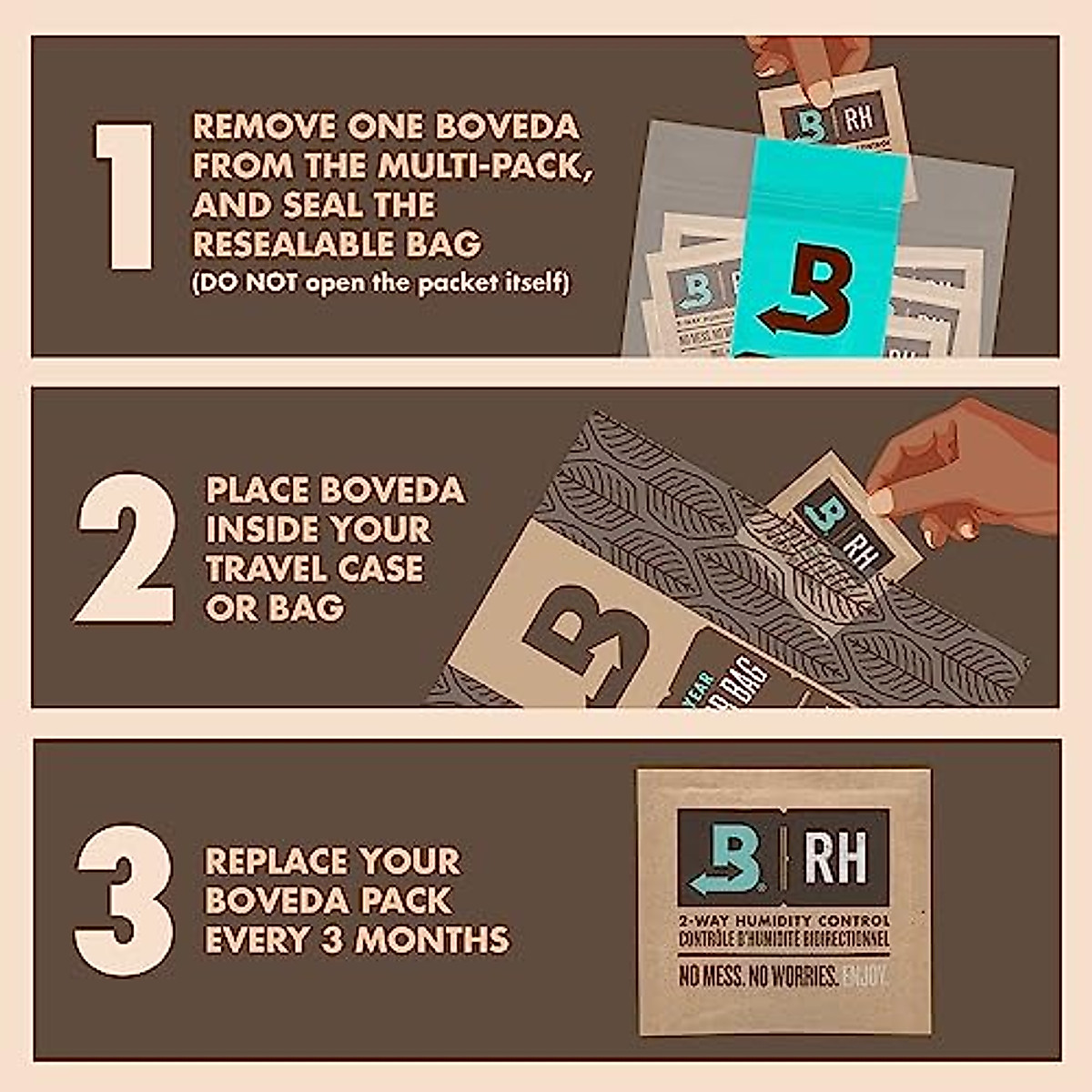 Boveda 72% RH 2-Way Humidity Control – Restores & Maintains Humidity–All In One Solution For Humidification- Patented Technology for Humidity Control Convenient & Versatile - 10 Count Resealable Bag