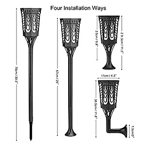 96LED 4 Ways LED Solar Flame Lamp Outdoor Waterproof Landscape Lawn Lamp Dancing Flicker Lights for Home Garden Decor Four Installation Modes