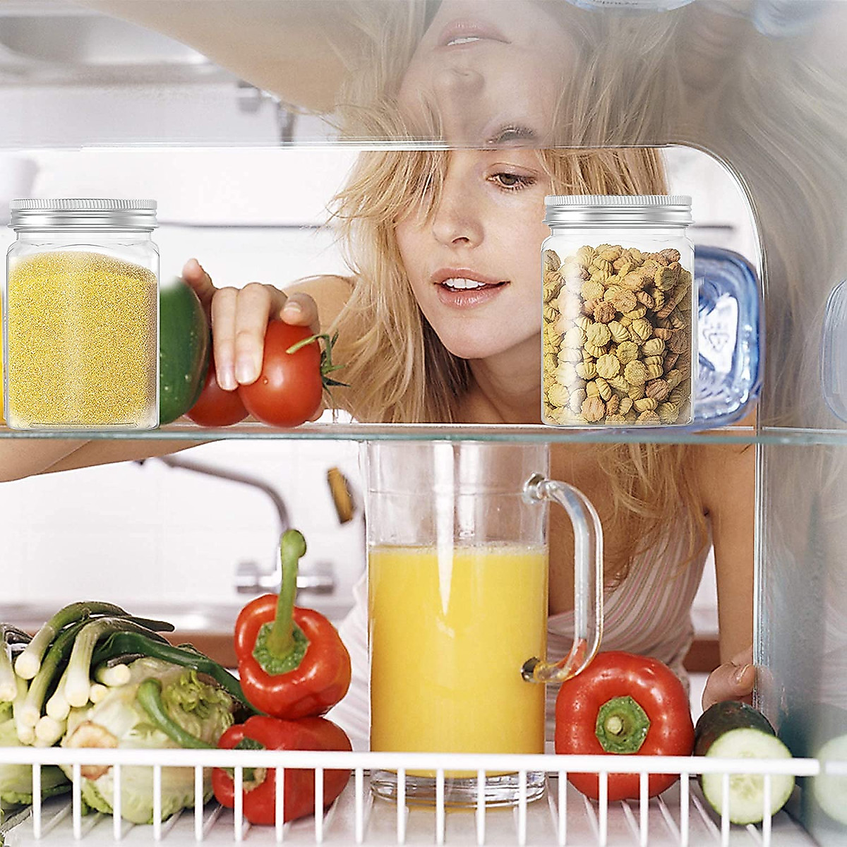 24 Ounce Clear Plastic Jars Storage Containers With Lids For Kitchen & Household Storage Airtight Container 3 PCS