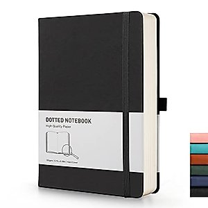 RETTACY Dotted Notebook - A5 Dotted Grid Journal with 256 Pages,120gsm Thick Paper,8 Perforated Pages,Smooth PU Leather,Inner Pocket,5.75'' × 8.38''