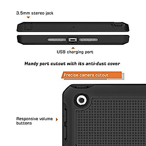 MoKo Case Fit 2018/2017 iPad 9.7 6th/5th Generation - [Heavy Duty] Shockproof Full Body Rugged Hybrid Cover with Built-in Screen Protector Compatible with Apple iPad 9.7 Inch 2018/2017, Black