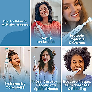 Triple Bristle GO | Portable Battery Sonic Travel Toothbrush | Three Cleaning Modes | Soft Nylon Bristles | Also for Autistic Special Needs Adults and Kids | Oral Care Kit