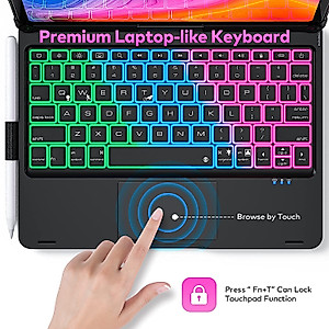 Keyboard Case for iPad Pro 11 inch 3rd Generation 2021–360° Rotatable Touchpad with Backlight, Compatible with iPad 10.9”Air 4th Gen/ 11”1st /2nd / 3rd Gen (Black)