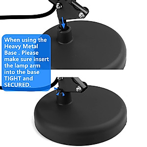 AmeriTop Metal Desk Lamp, Black, Adjustable Arm, 18" Extension, UL-Listed