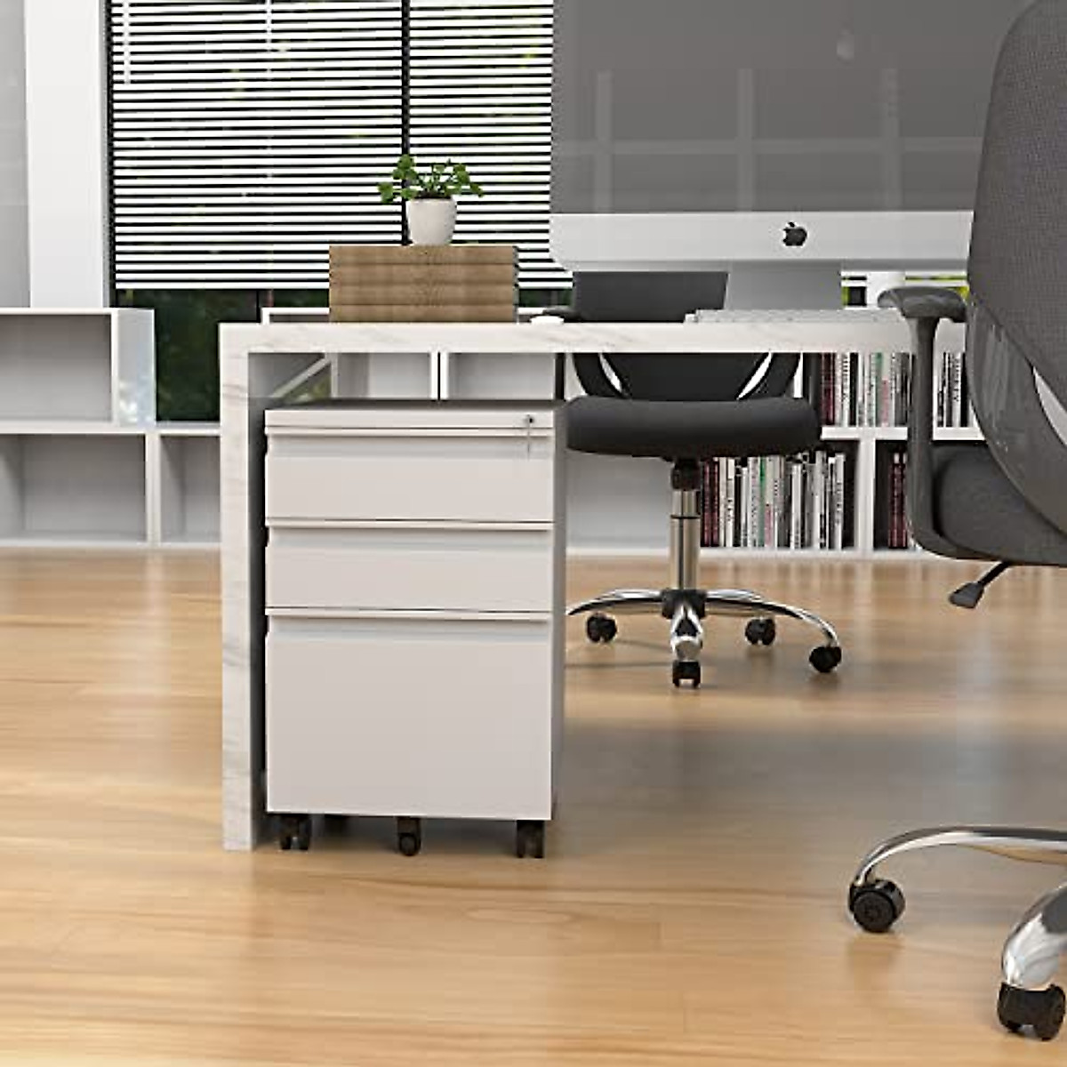 SISESOL 3 Drawer Mobile File Cabinet Under Desk Storage Drawers File Cabinets for Home Office, Office Organization File Cabinet with Lock Metal Filing Cabinet for Legal/Letter/a4 File with Slim Width